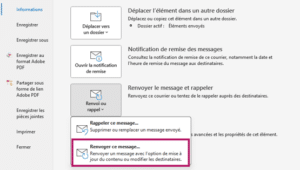 Comment rappeler ou remplacer un e-mail sur Outlook